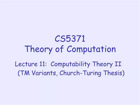 Ppt Cs5371 Theory Of Computation Powerpoint Presentation Free Download Id3797182