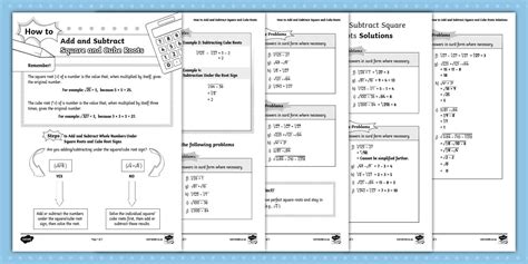 Add And Subtract Square Roots And Cube Roots Activity Sheet