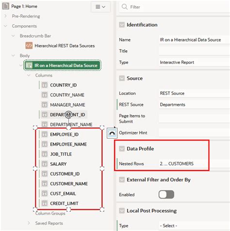 oracle apex support for hierarchical rest source data profiles
