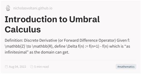 Introduction To Umbral Calculus