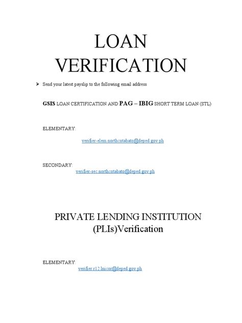 Loan Verification Pdf
