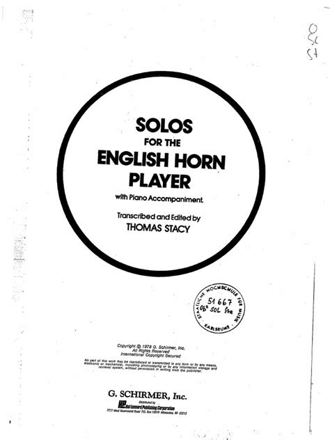 Solos For The English Horn Player Pdf