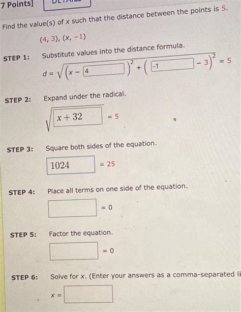 Solved 7 Points Find The Value S Of X Such That The Chegg Com