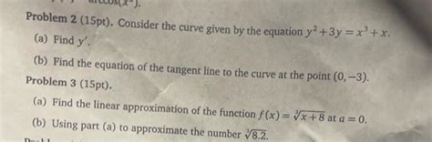 solved problem number 2consider the curve given by the