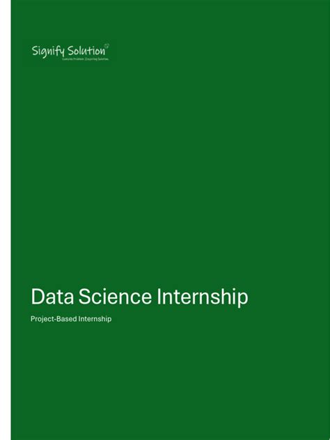Signify Data Science Internship Program Project Pdf Data Data Science