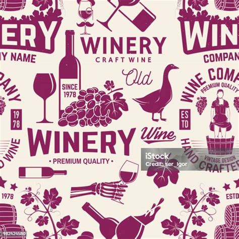 와이너리 원활한 패턴 또는 배경입니다 벡터 일러스트 레이 션 가을에 대한 스톡 벡터 아트 및 기타 이미지 가을 공예 과일