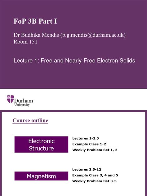 Fop3b Lecture 1 Free Electron Solids Pdf Electron Physical Sciences