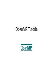 OpenMP Tutorial OpenMP Tutorial What Is OpenMP An Application