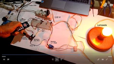 Lâmpadas Ligando e Desligando Controle Remoto Módulo Eletrônica