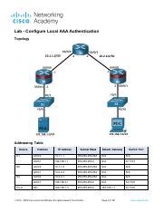 7 2 5 Lab Configure Local AAA Authentication Pdf Lab Configure Local AAA Authentication