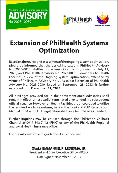 Advisory No Philippine Health Insurance Corporation Facebook