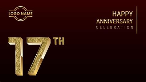 황금 숫자 벡터 템플릿이 있는 17주년 템플릿 디자인 컨셉 프리미엄 벡터