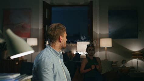 Angry Wife Catching Spouse In Evening Apartment Closeup Woman Feeling