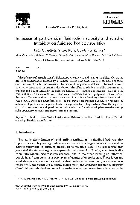 Pdf Influence Of Particle Size Fluidization Velocity And Relative