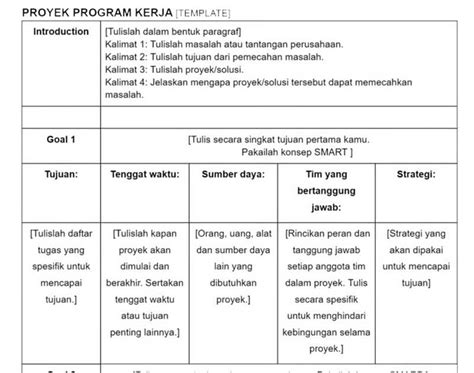 Contoh Program Kerja Proker Organisasi Format Word Kosngosan