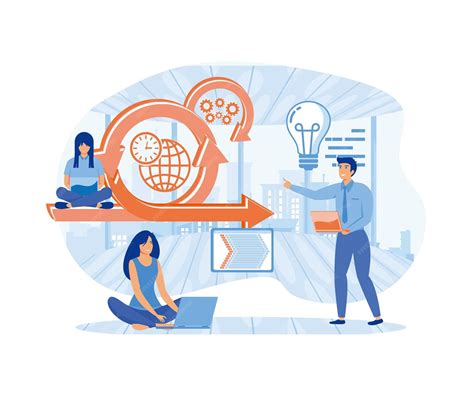 Premium Vector Scrum Framework Team Discussing Tasks At Kanban Board