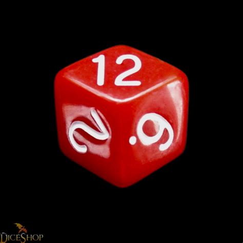 Tessellations Opaque Red And White Rhombic D12 Dice