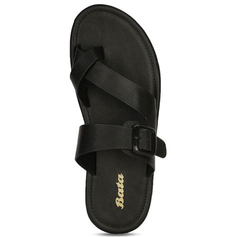 Bata Black Toe Ring Slippers For Men Bata