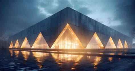 Premium Ai Image Ethereal Facade Lighting Render With Blue Lights In
