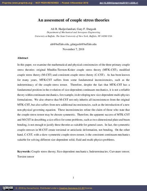 Pdf An Assessment Of Couple Stress Theories