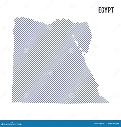 Vector Abstract Hatched Map Of Egypt With Oblique Lines Isolated On A