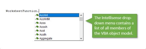 Keyboard Shortcuts For The VBA Intellisense Drop Down Menu Excel Campus