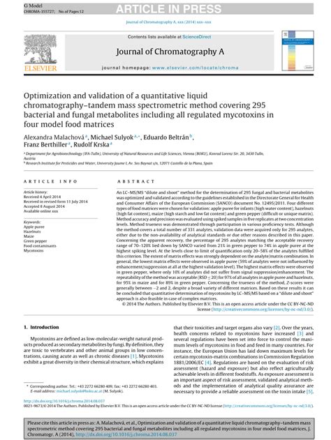 Pdf Optimization And Validation Of A Quantitative Liquid