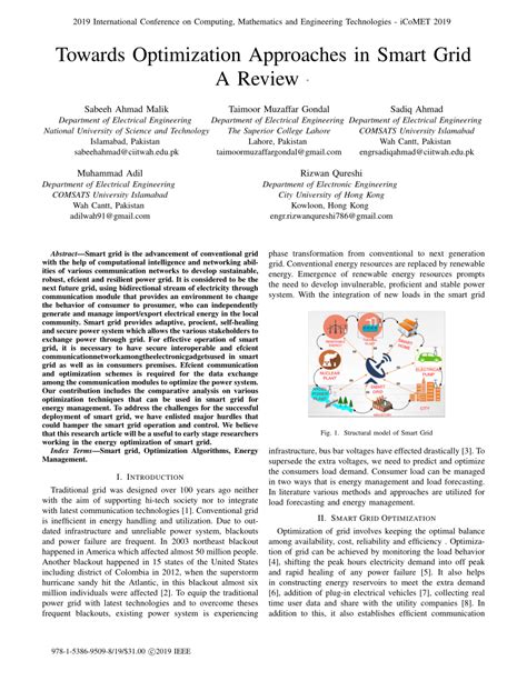 Pdf Towards Optimization Approaches In Smart Grid A Review