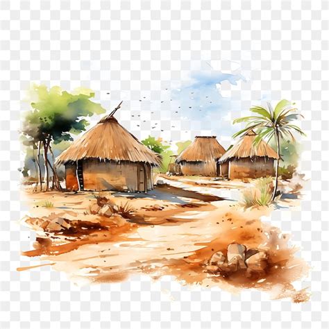 Premium Psd A Drawing Of A Village With A Few Houses In The Background