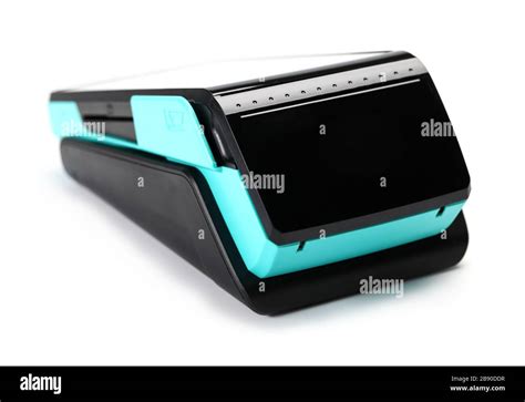 Pos Terminal Device For Reading Banking Cards Isolated On White Background Stock Photo Alamy