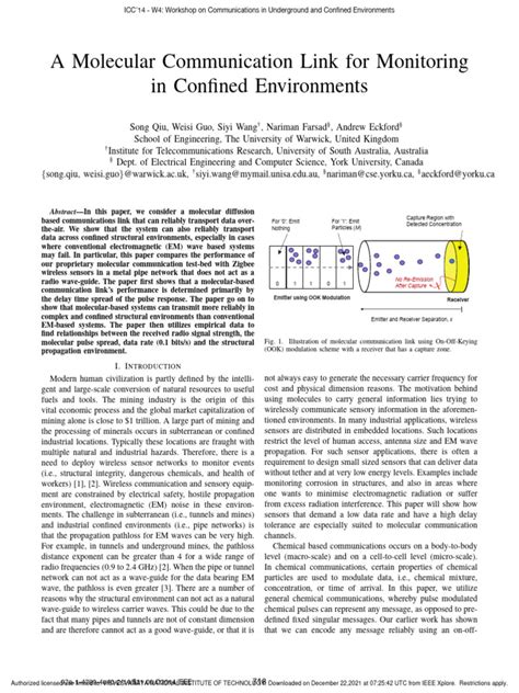 A Molecular Communication Link For Monitoring In Confined Environments Download Free Pdf Bit