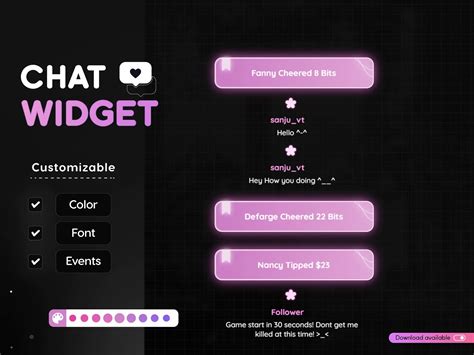 Twitch Sakura Glow Chat Widget Pink Chat Widget Fully Customizable For Your Streaming Needs Etsy
