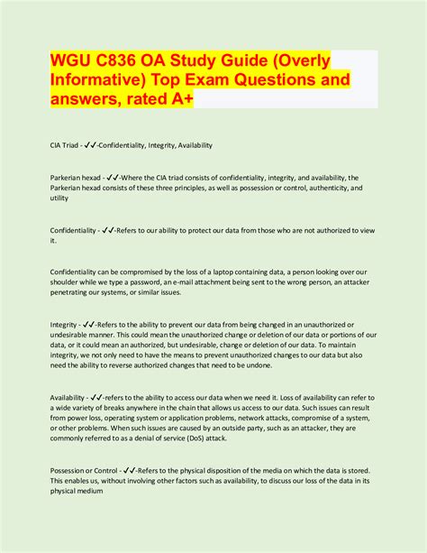 WGU C OA Study Guide Overly Informative Questions And Answers
