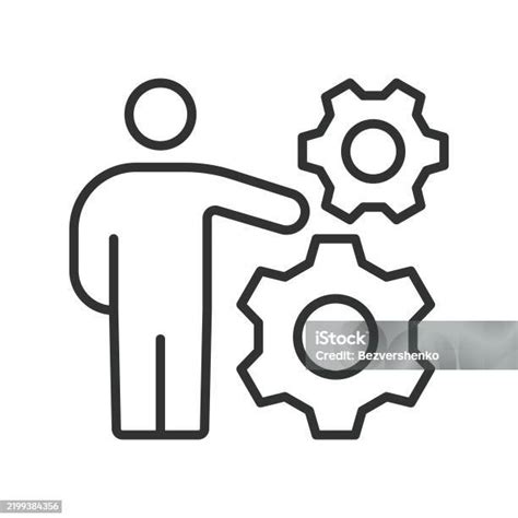 라인 디자인에서 아이콘을 관리합니다 관리 관리 제어 조직 리더십 계획 조정 통하고 있는 백색 배경 벡터 편집 가능한 획 아이콘 관리 개선에 대한 스톡 벡터 아트 및 기타