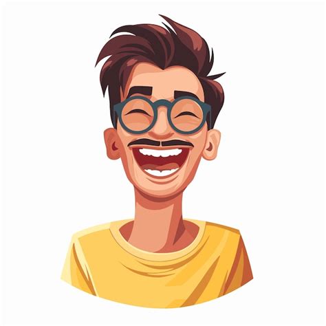 Premium Vector Smiling Young Man With Glasses Vector Illustration In