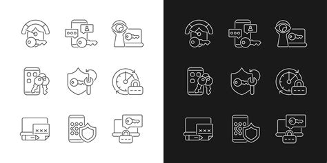 Password Requirements Linear Icons Set For Dark And Light Mode Internet Safety Password