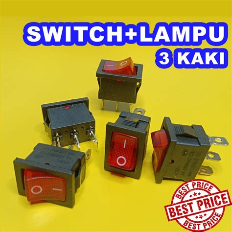 Jual SWITCH LAMPU SAKLAR KECIL DENGAN LAMPU PIN SWITCH KECIL ON OFF SAKLAR ON OF NYALA