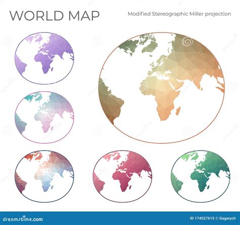 Low Poly World Map Set Stock Vector Illustration Of Cosmos 174527615