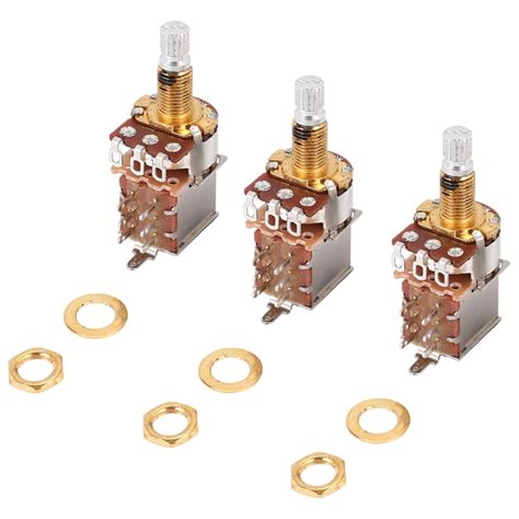 3pcs A500k Potentiometer Push Pull Switch Guitar Control Pot Electric Tone Volume Parts Gold