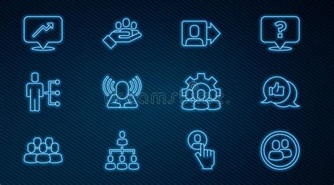 Set Line Project Team Base Hand Like Team Leader Head Hunting User Of Man Business Suit