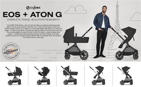 Cybex Eos 5 In 1 Travel System Stroller Lightweight Aton G Infant Car Seat Ocean