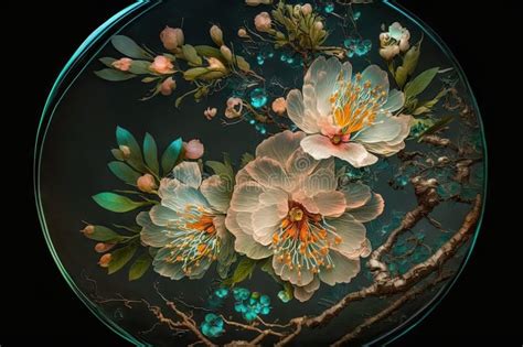 Flowers Translucent Vibrant Colors Intricate Details Sparkling Stock Illustration Illustration