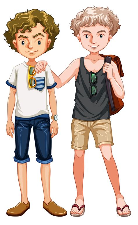 Two Cartoon Brothers 200 Two Brothers Hugging Stock Illustrations