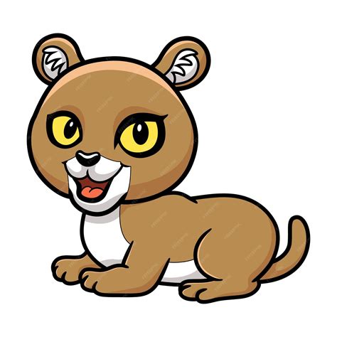 Linda Pequeña Caricatura De Puma Puma Vector Premium