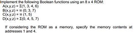 Solved Implement The Following Boolean Functions Using An Chegg