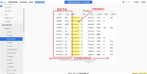 锁定列及高亮列 Enhancer 官方组件文档