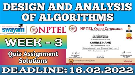 Design And Analysis Of Algorithms Nptel Week 3 Assignment 3