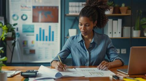 The Woman Analyzing Data Premium Ai Generated Image