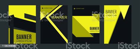 사진에 대 한 선과 공간을 교차 하는 노란색과 검은색 요소가 있는 세로 웹 배너 템플릿입니다 0명에 대한 스톡 벡터 아트 및