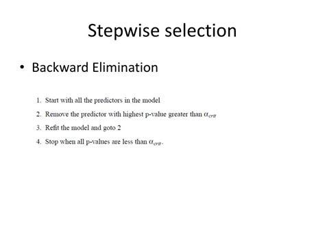 Ppt Biostatistics Lecture 7 Variable Selection Methods Powerpoint Presentation Id2517561